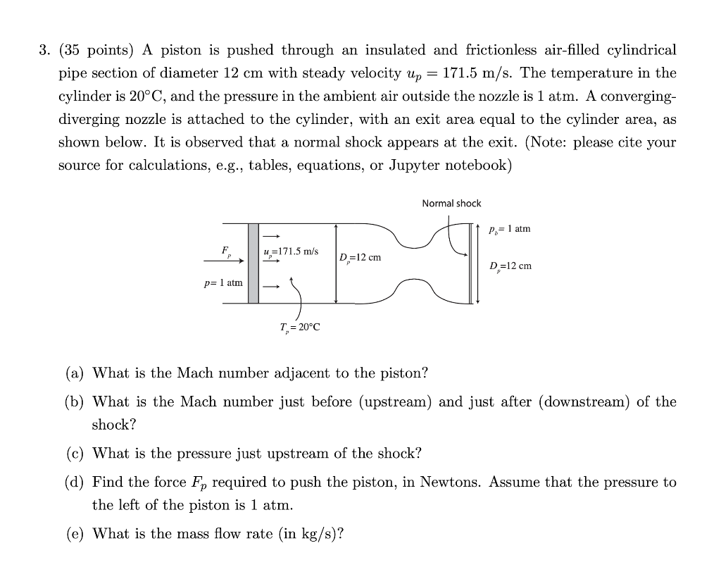 Solved 3. (35 points) A piston is pushed through an | Chegg.com