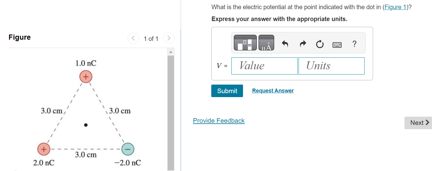 Solved What is the electric potential at the point indicated | Chegg.com