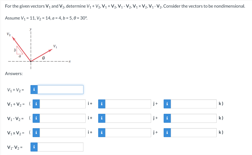 Solved For the given vectors V and V2, determine V1 + V2,V1 | Chegg.com