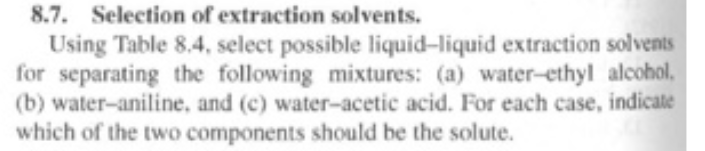 8.7. Selection of extraction solvents. Using Table | Chegg.com