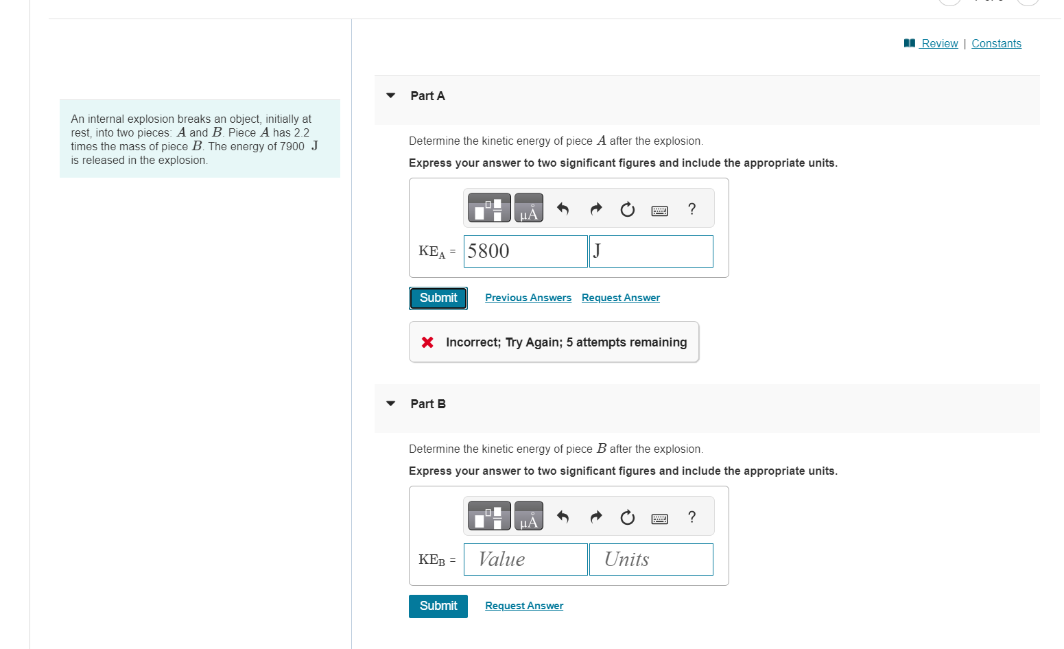 Solved An internal explosion breaks an object, initially at | Chegg.com
