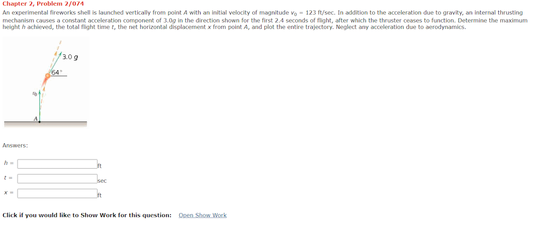 Solved An experimental fireworks shell is launched | Chegg.com