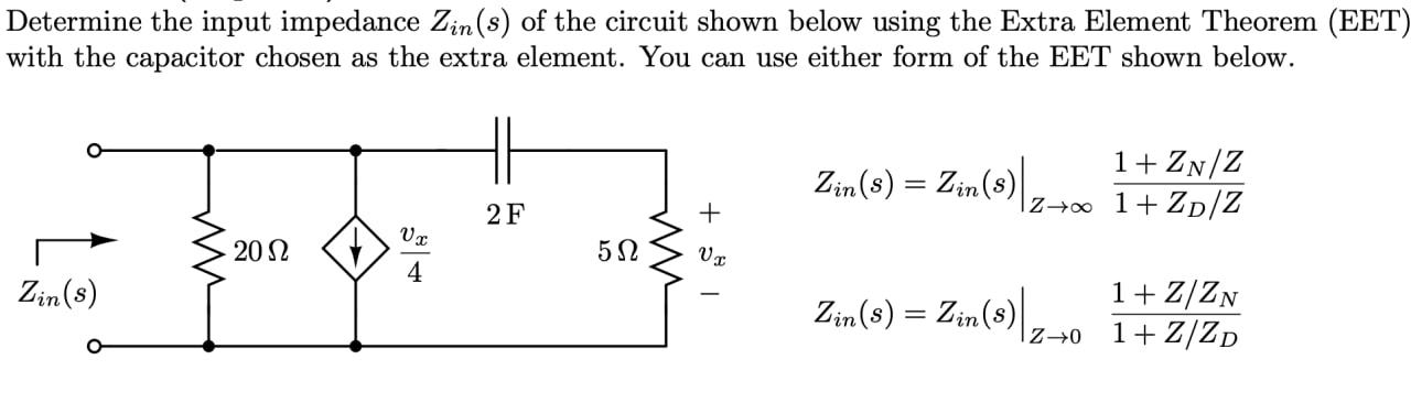 Solved Determine the input impedance Zin(s) of the circuit | Chegg.com