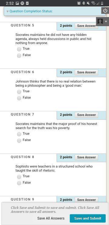 2:52 PO o c csu.blackboard.com/webapp 0 Question | Chegg.com