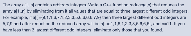 Solved The array a[1..n] contains arbitrary integers. Write | Chegg.com