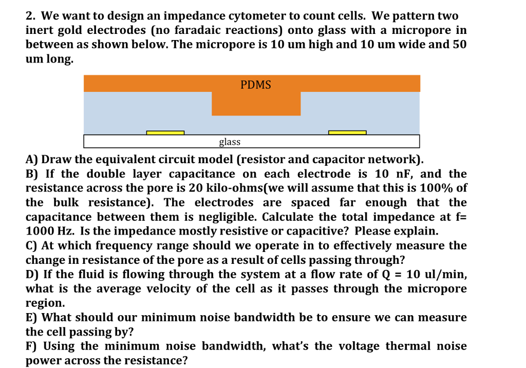 2. We want to design an impedance cytometer to count | Chegg.com