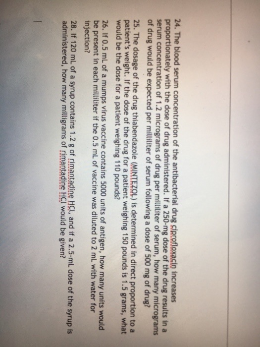 Solved 2. An injection contains 2 mg of medication in each | Chegg.com