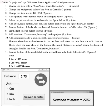 Solved Create C# project of type "Windows Forms Application | Chegg.com