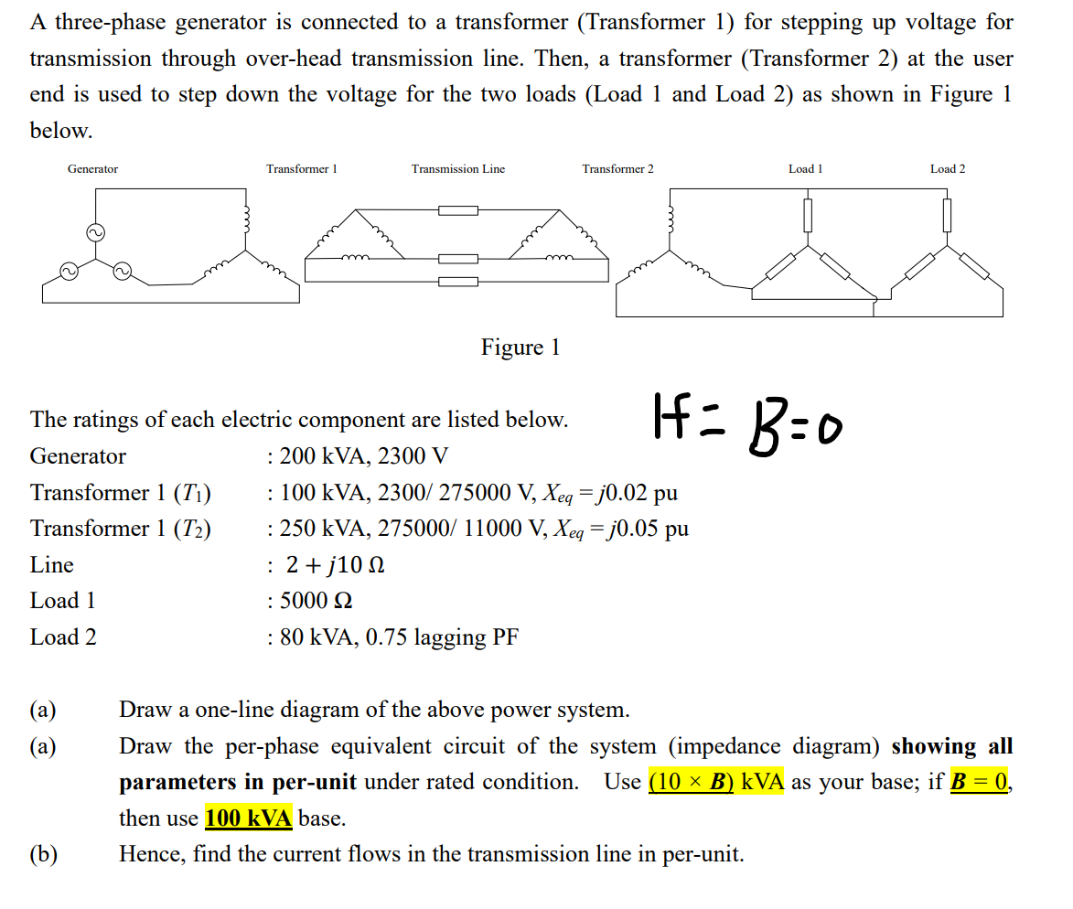 Solved A three-phase generator is connected to a transformer | Chegg.com