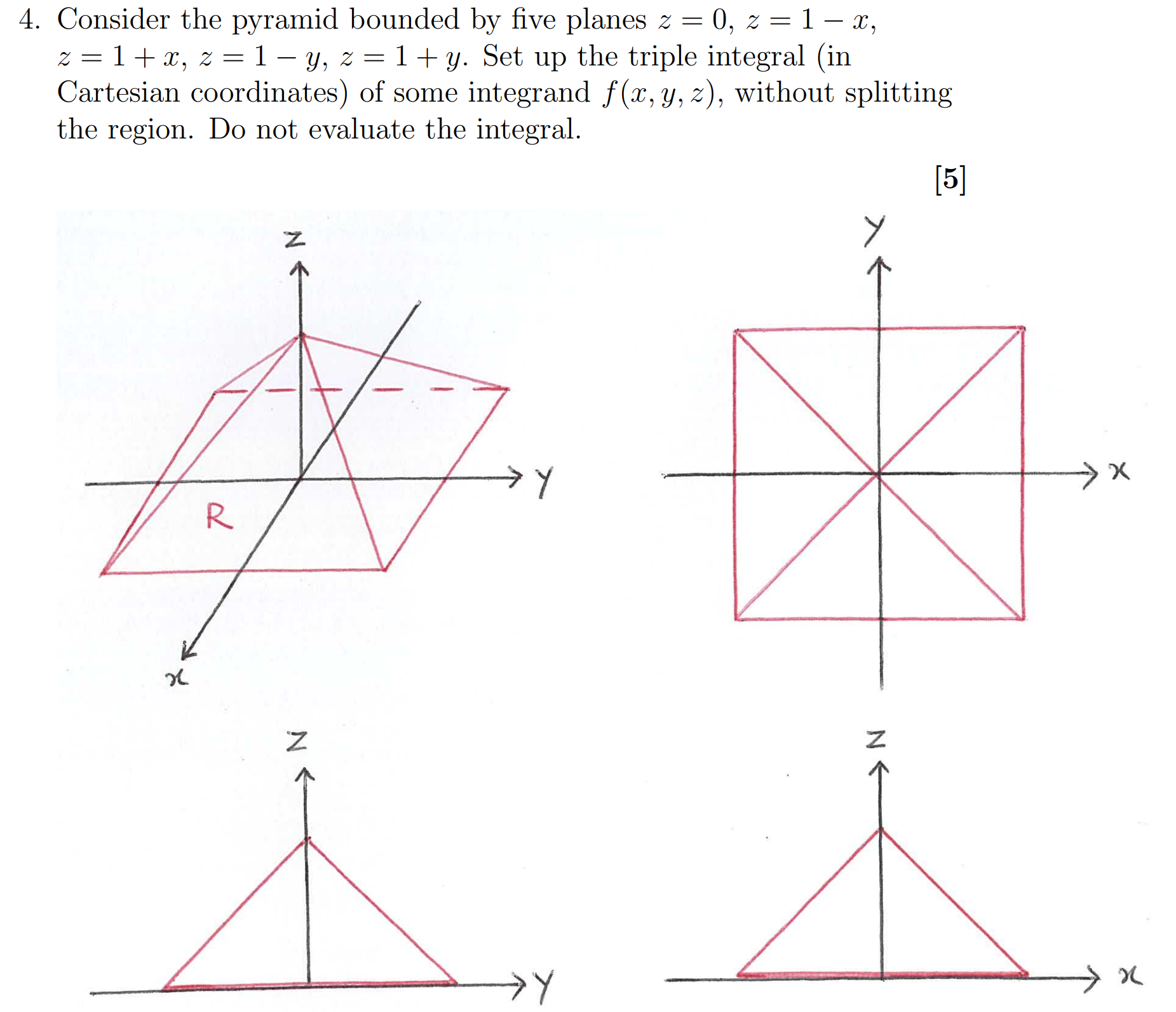 Solved Consider the pyramid bounded by ﻿five planes | Chegg.com