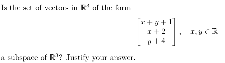 Solved Is the set of vectors in R3 of the form | Chegg.com