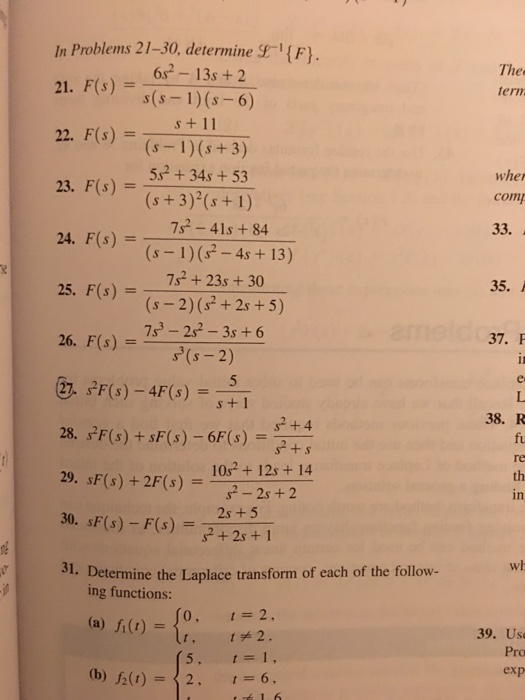Solved In Problems 21-30, determine %" {F) 21. F1)(s-6) 22. | Chegg.com