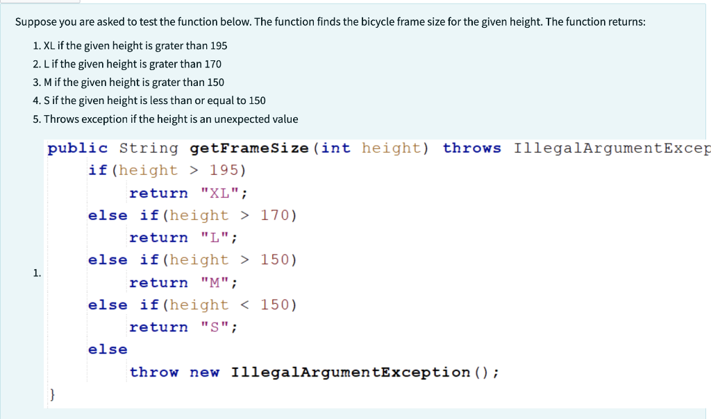 Solved Suppose you are asked to test the function below. The | Chegg.com