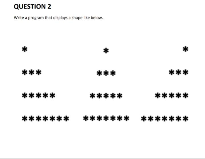 Solved Write a program that displays a shape like below. | Chegg.com