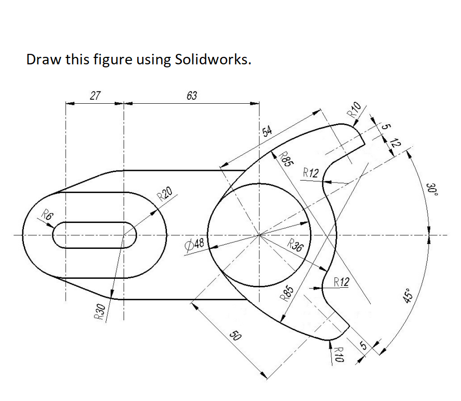 Draw this figure using Solidworks. | Chegg.com