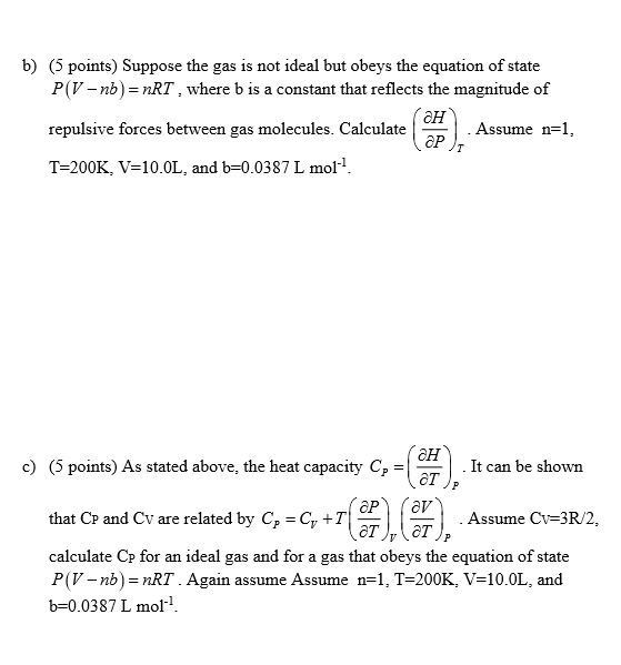 Solved aH aH 1) The general equation for enthalpy is dH = | Chegg.com