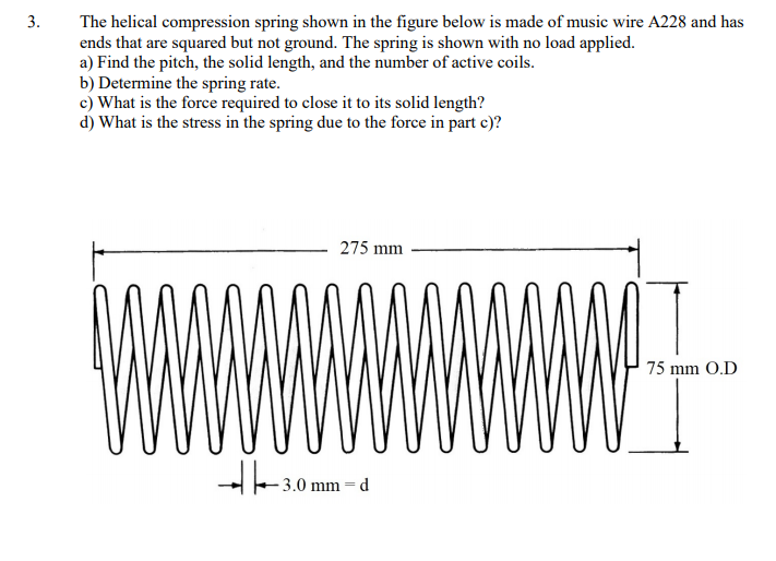 Solved 3. The helical compression spring shown in the figure | Chegg.com