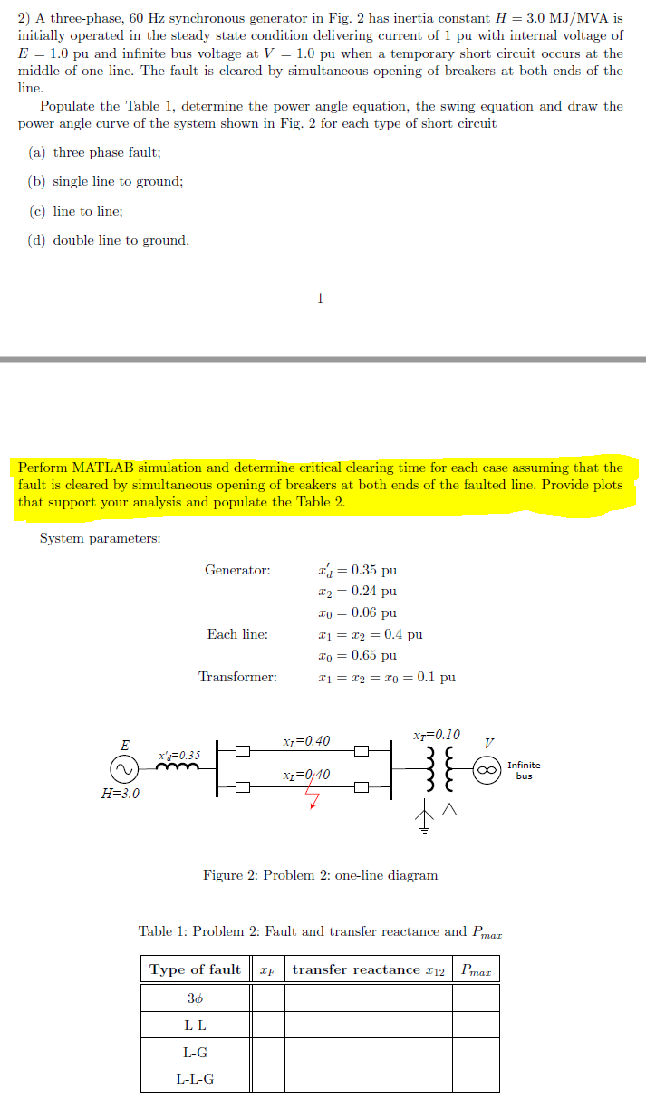 Solved 2) A three-phase, 60 Hz synchronous generator in Fig. | Chegg.com
