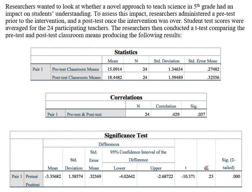 Solved Was there a statistically significant difference | Chegg.com