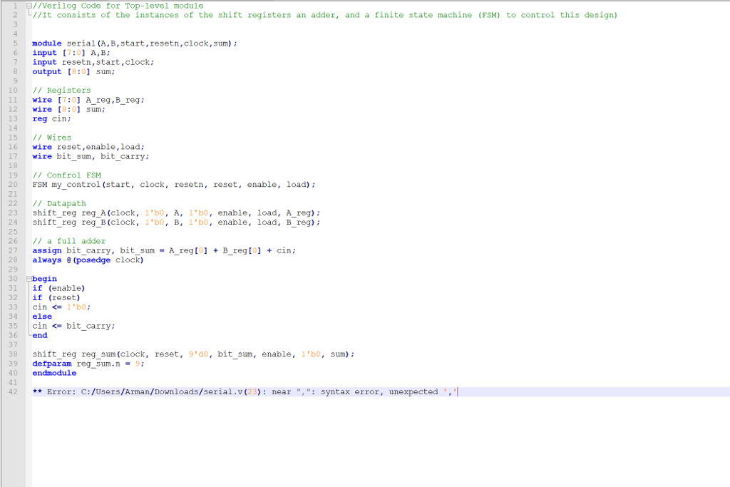 Whats Wrong With My Verilog Code It Will Not Run