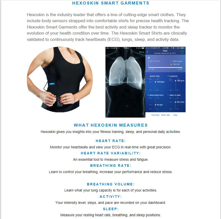 Solved HEXOSKIN SMART GARMENTS Hexoskin is the industry | Chegg.com