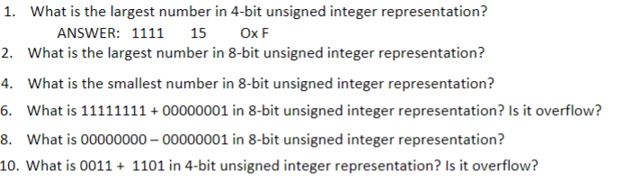 Solved please make the answers of the 8 bit unsigned | Chegg.com