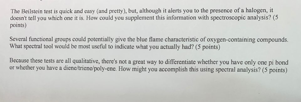 Solved The Beilstein test is quick and easy (and pretty), | Chegg.com