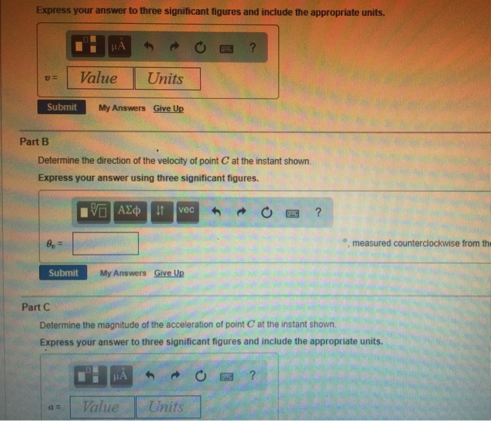 Solved Member Ab Has The Angular Velocity Wab 4 5 Rad S And