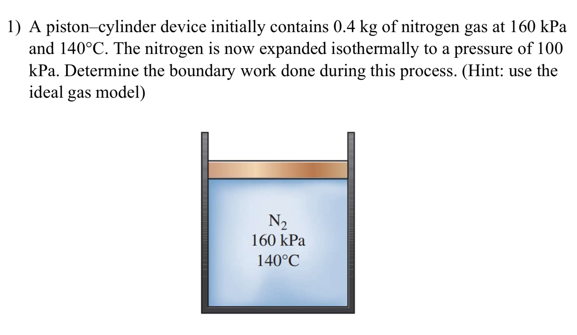 Solved 1) A piston-cylinder device initially contains 0.4 kg | Chegg.com