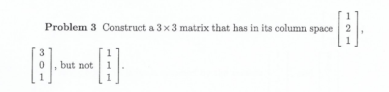 Solved Problem 3 Construct a 3×3 matrix that has in its | Chegg.com