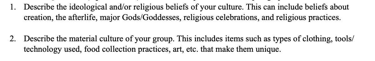 1. Describe the ideological and/or religious beliefs | Chegg.com