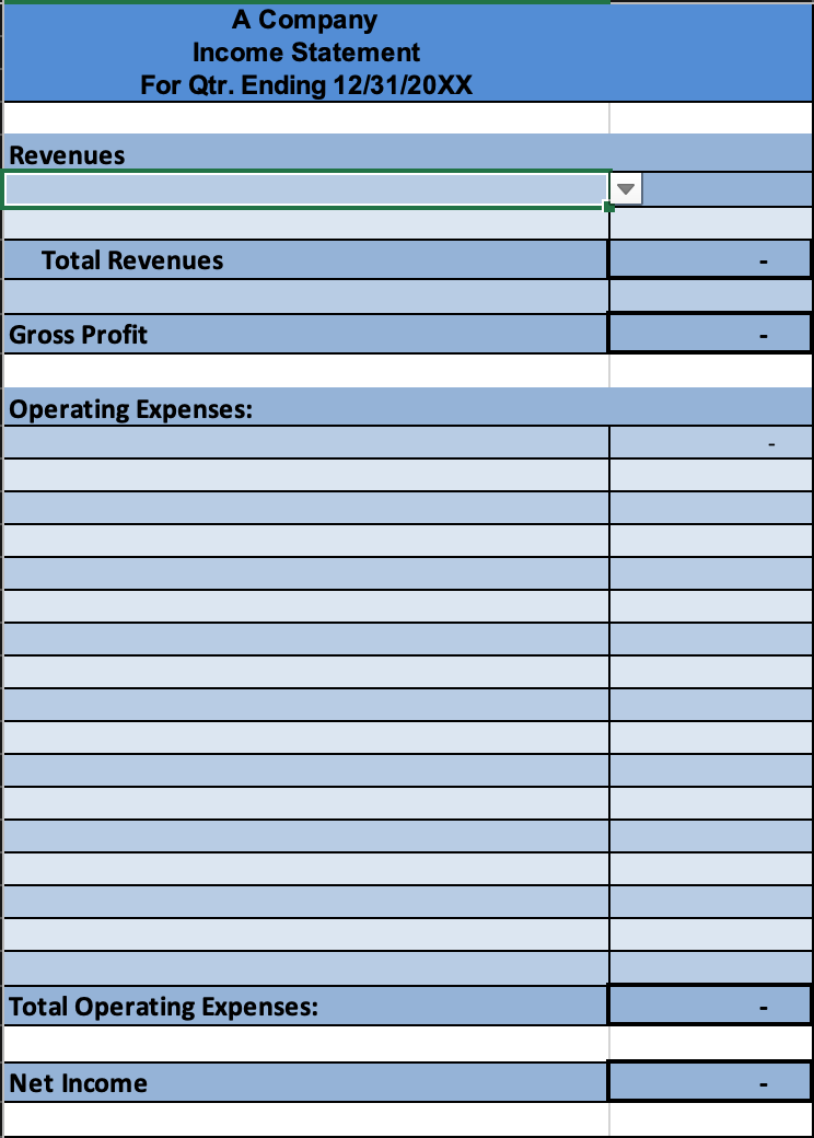 Solved 1. Record Financial Data: Use accepted accounting | Chegg.com
