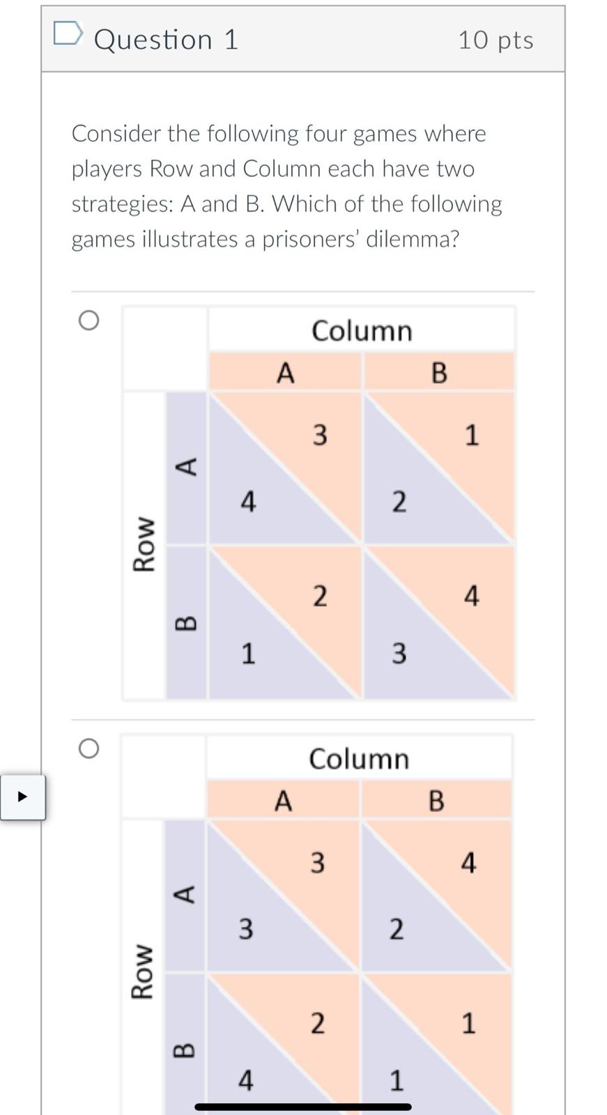 Consider the following four games where players Row | Chegg.com