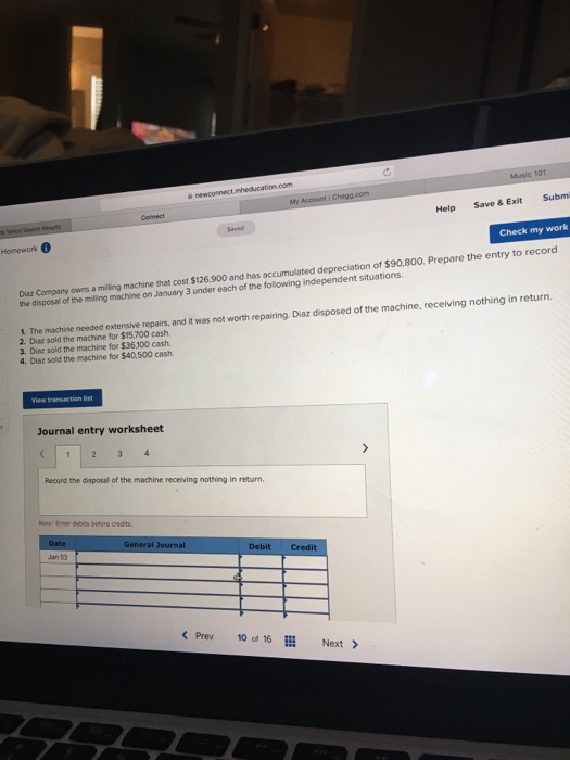 Solved 101 Help Save & Exit Submi Homework Check my work | Chegg.com