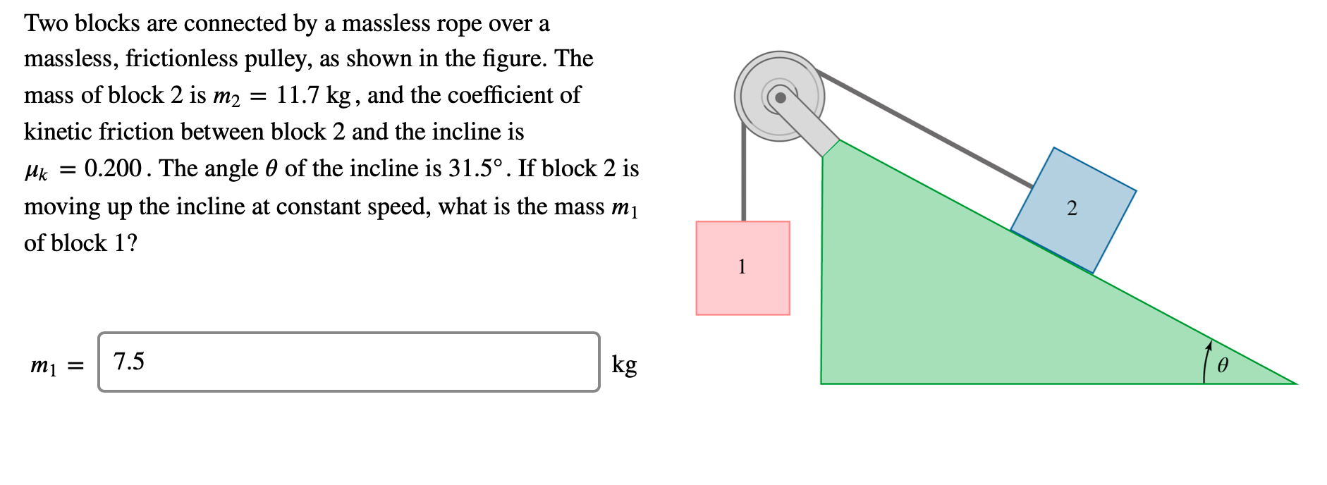 Solved Two Blocks Are Connected By A Massless Rope Over A Chegg