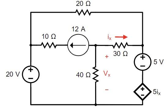 Solved a) What are the values of the voltage V_x and current | Chegg.com