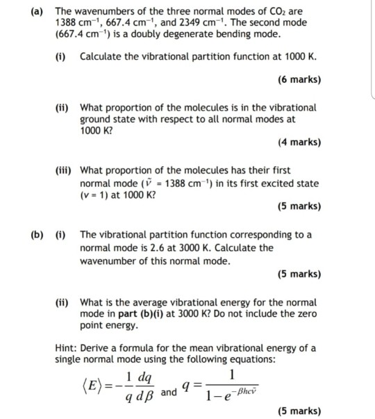 Solved The wavenumbers of the three normal modes of CO2 are | Chegg.com