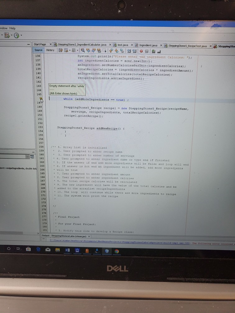 S teppingStone5_RecipeTest.java Start Page x Source | Chegg.com