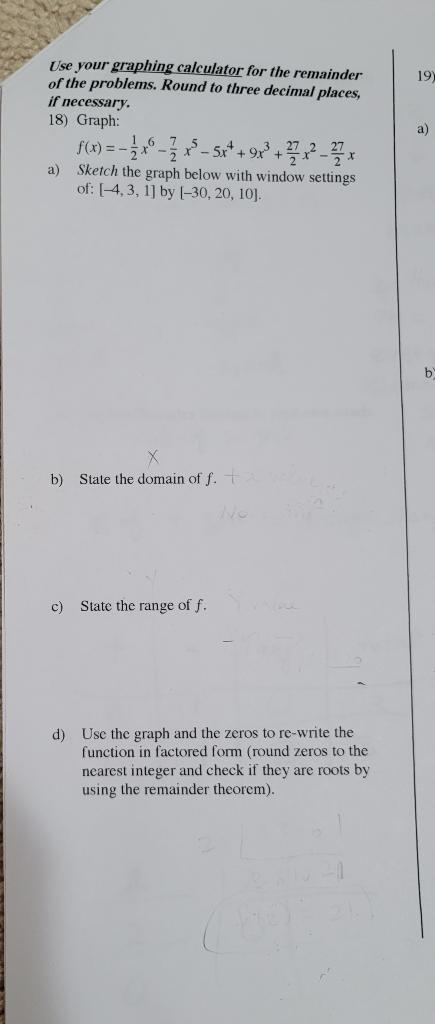 Solved Use your graphing calculator for the remainder of the | Chegg.com