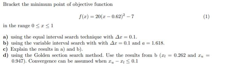 Solved Bracket the minimum point of objective function f(x) | Chegg.com