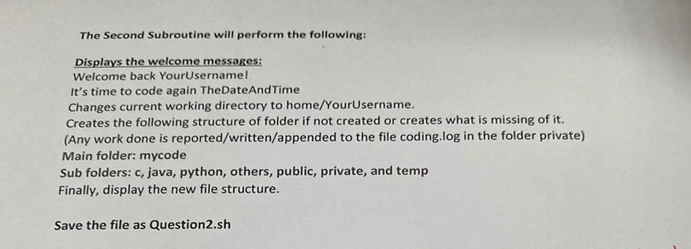 Question #2: Write a Shell Script with two | Chegg.com