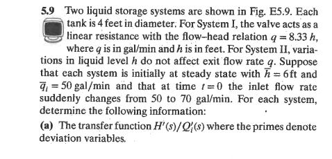 Solved 5.9 Two liquid storage systems are shown in Fig. | Chegg.com