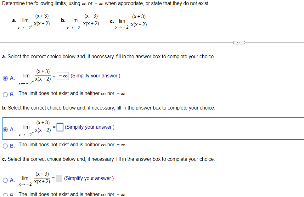 Solved Determine the following limits, ﻿using ∞ ﻿or -∞ ﻿when | Chegg.com