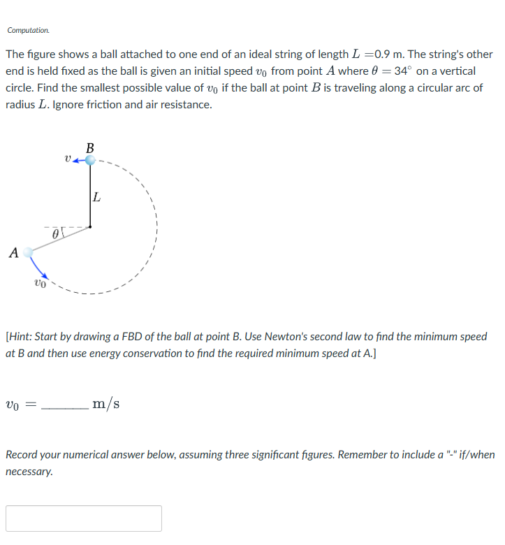 Solved Computation. The figure shows a ball attached to one | Chegg.com
