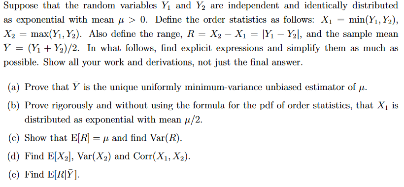 Solved Suppose that the random variables Yi and Y2 are | Chegg.com