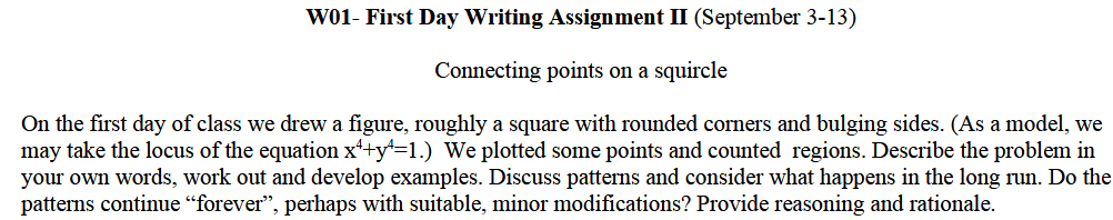 Solved W01- First Day Writing Assignment II (September 3-13) | Chegg.com