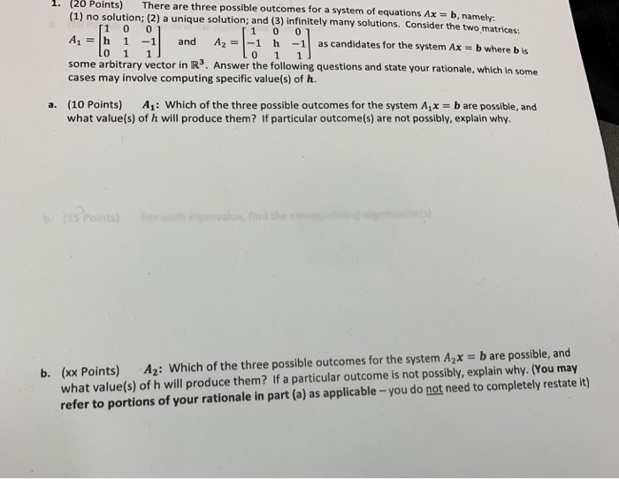 Solved . (20 Points) There are three possible outcomes for a | Chegg.com