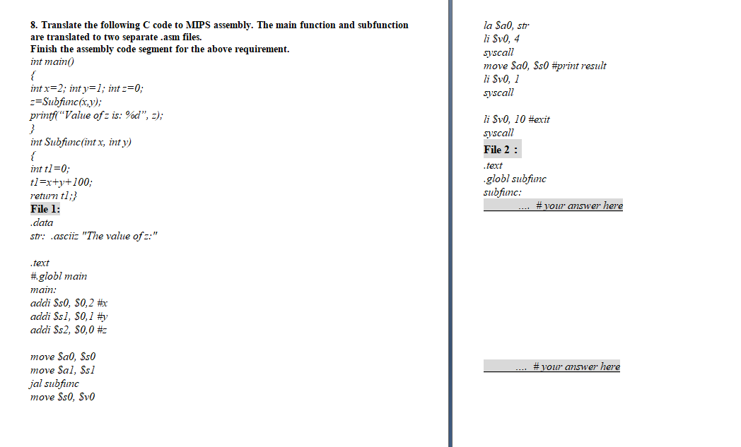 Solved la Sal, str li Svo, 4 syscall move Sad, Ss0 #print | Chegg.com