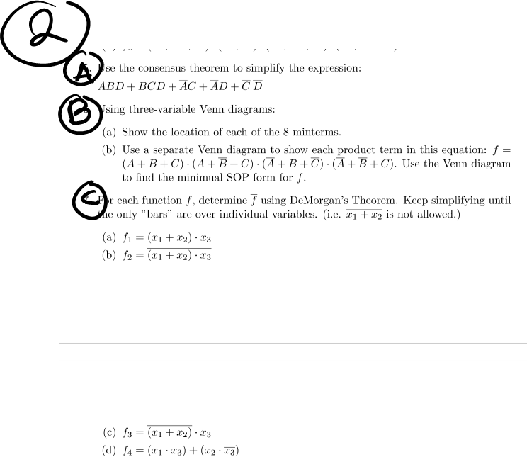 Solved 2 se the consensus theorem to simplify the | Chegg.com