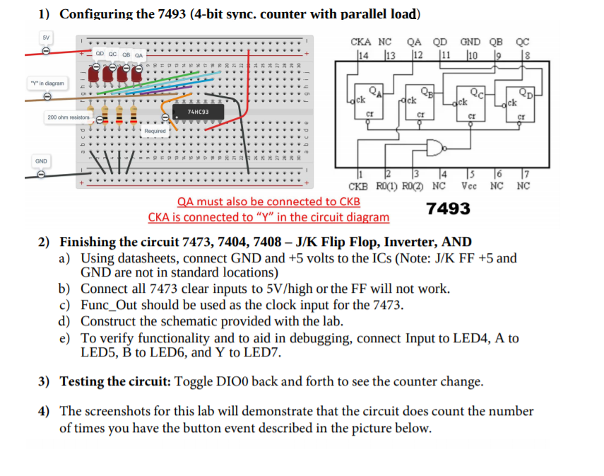 1) Configuring the 7493 (4-bit sync. counter with | Chegg.com